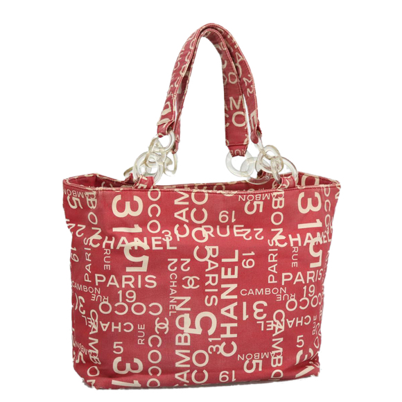 CHANEL | Bags | Chanel Bysy Line Tote Bag Canvas Plastic Red White Clear Cc Auth 9446 | Poshmark